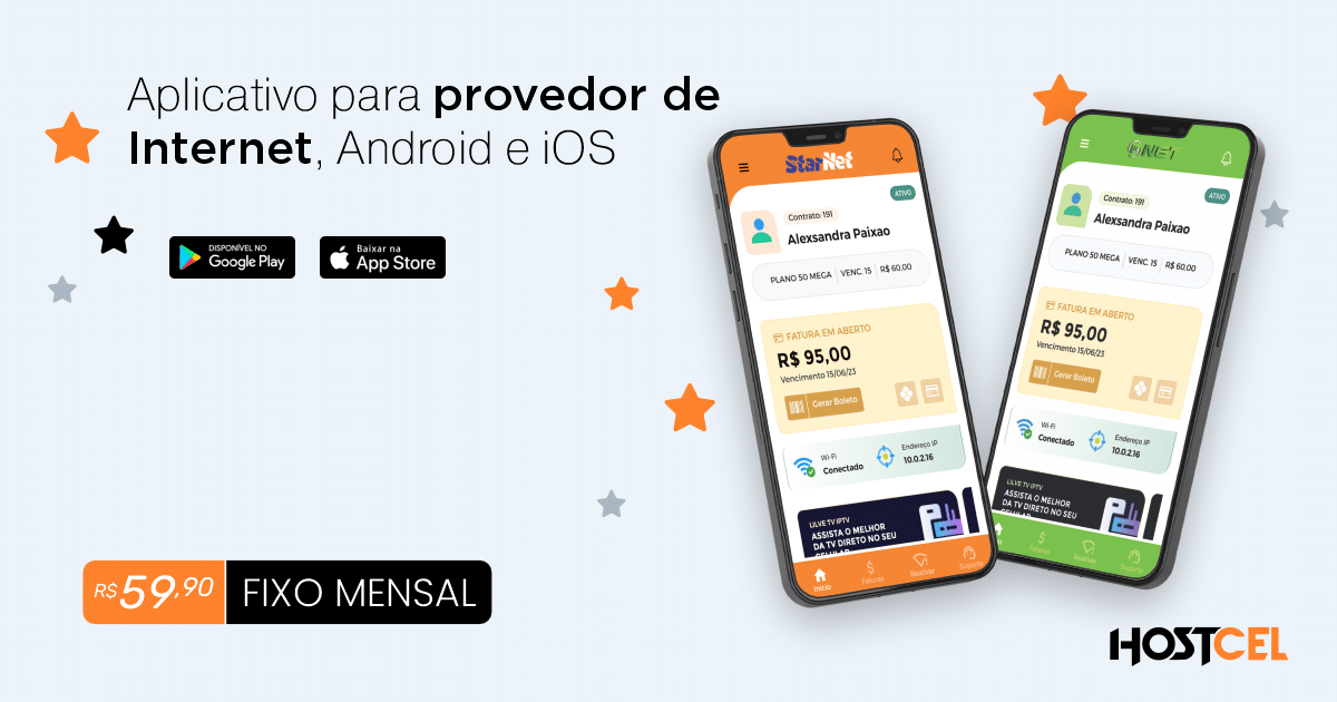 Aplicativo para Provedores de Internet - ISP - Hostcel